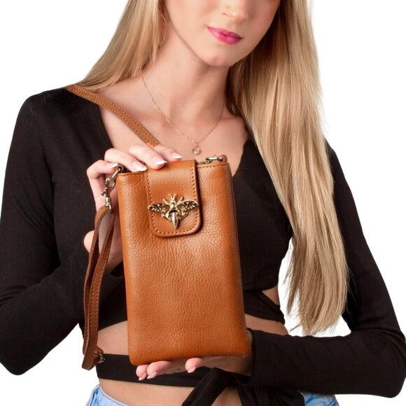 GERMAN FUENTES | Bags | Genuine Italian Leather Cellphone Crossbody Bee ...